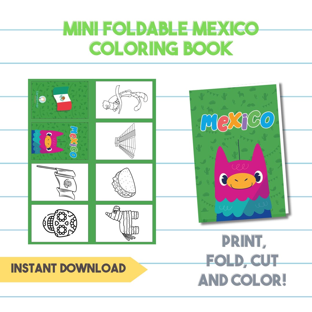 Mexico Mini Coloring Book for Kids | Foldable Coloring Booklet ...