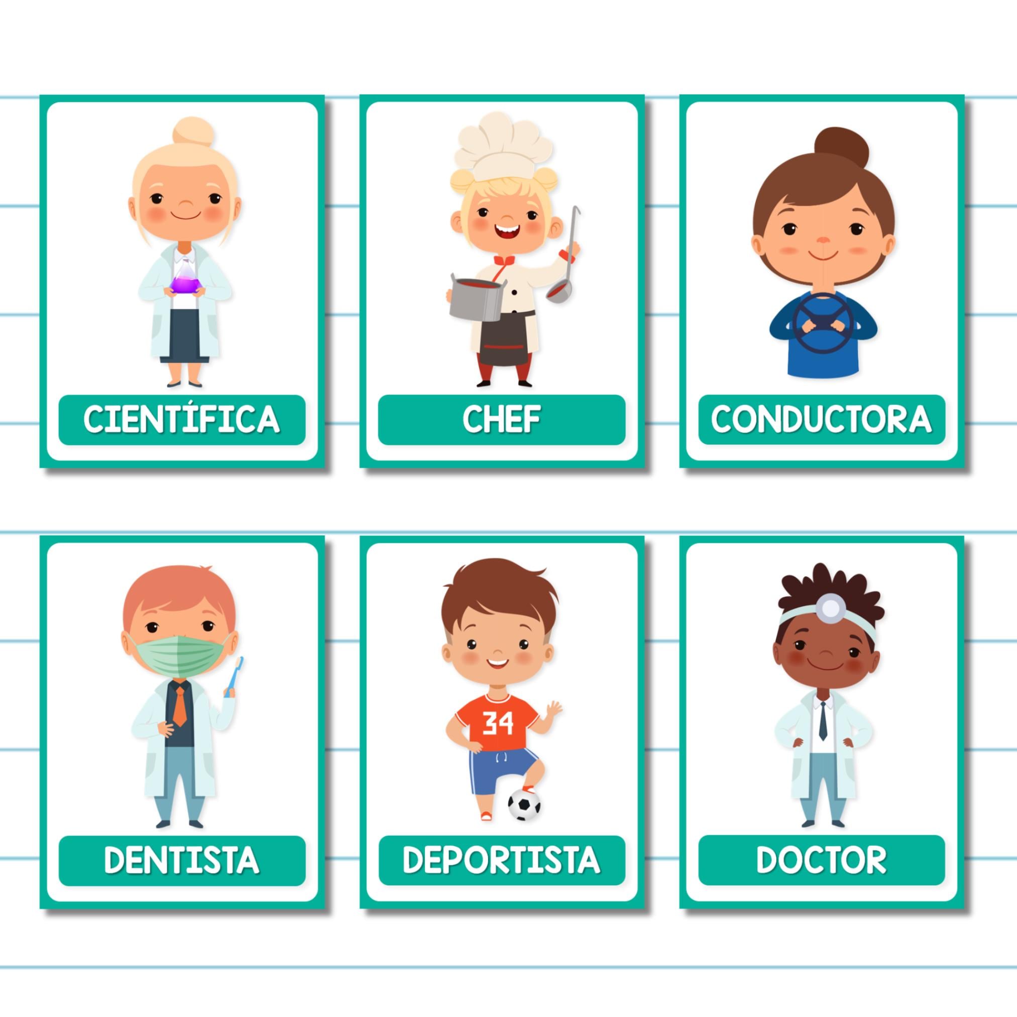 Professions and Occupations Flashcards for Kids | Editable | Spanish ...