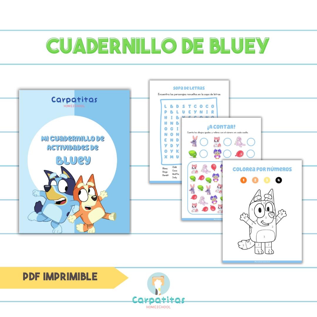Bluey Activity Book in Spanish Bluey Theme Worksheets Bluey Printable ...