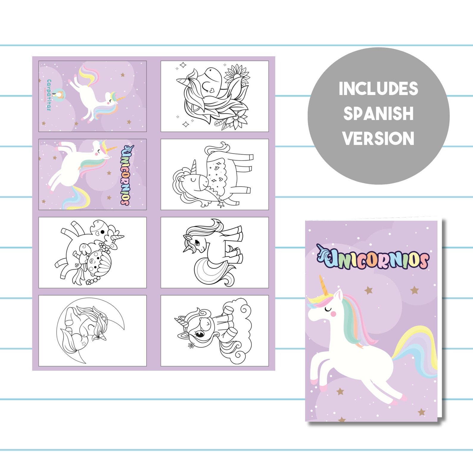 Unicorns Mini Coloring Book for Kids | Foldable Coloring Booklet ...