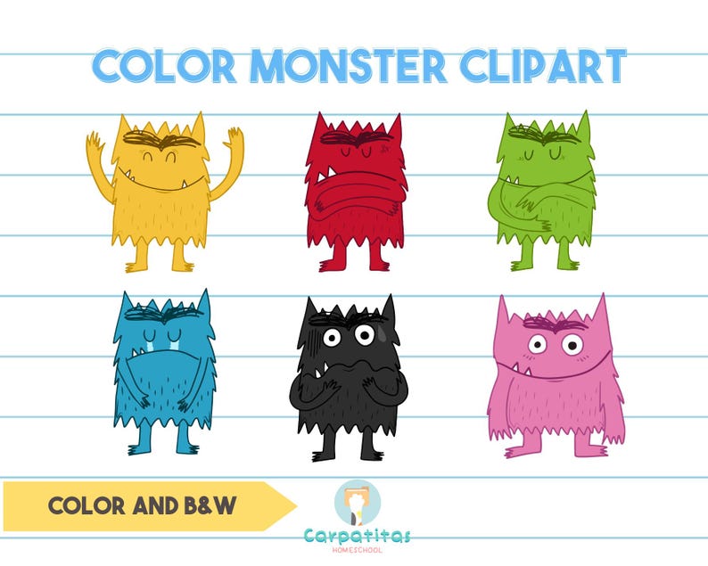 Color Monsters Clipart Feeling Monster Colored Monster Colored Monster ...