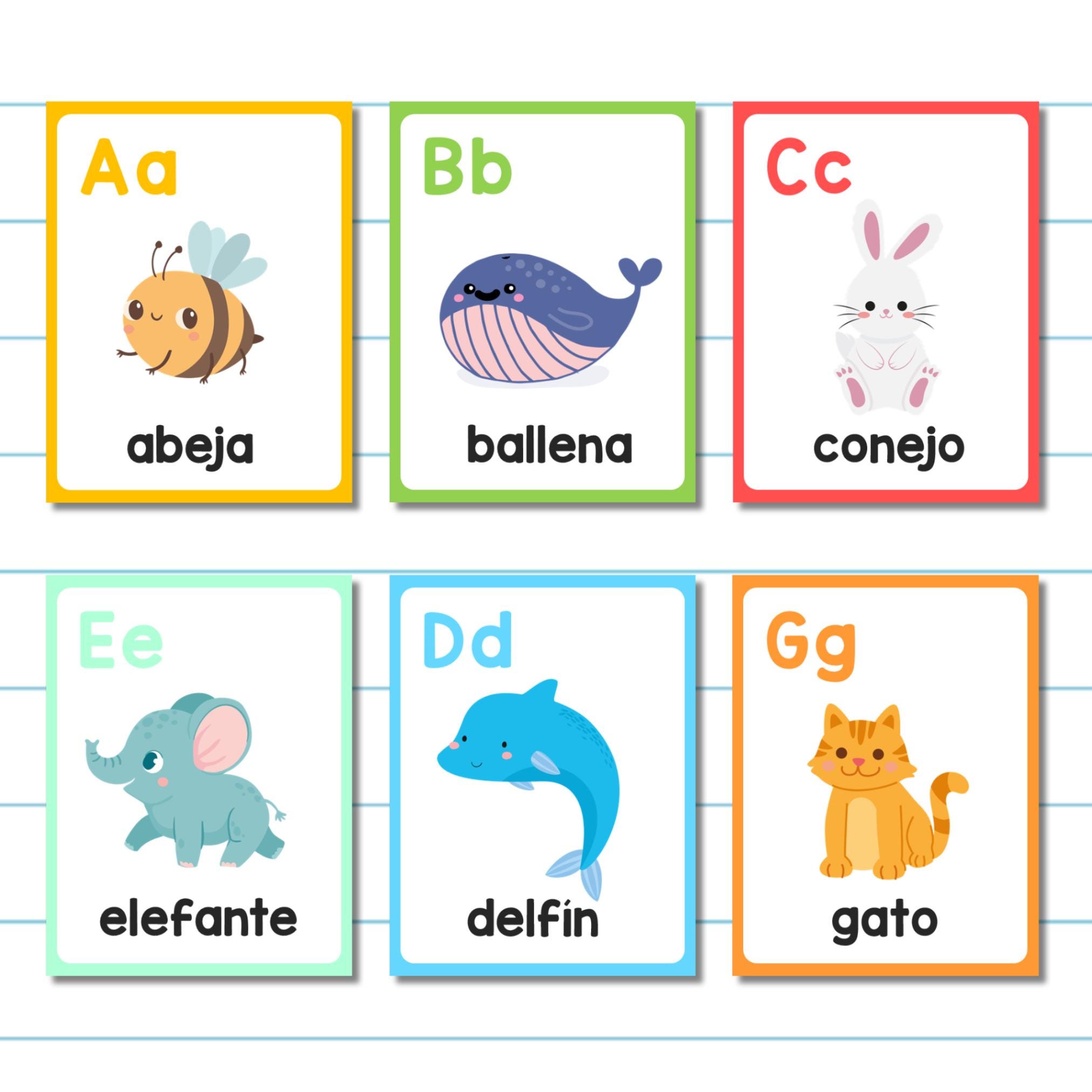 Flashcards Abecedario de Animales en Español Editable | Spanish ...