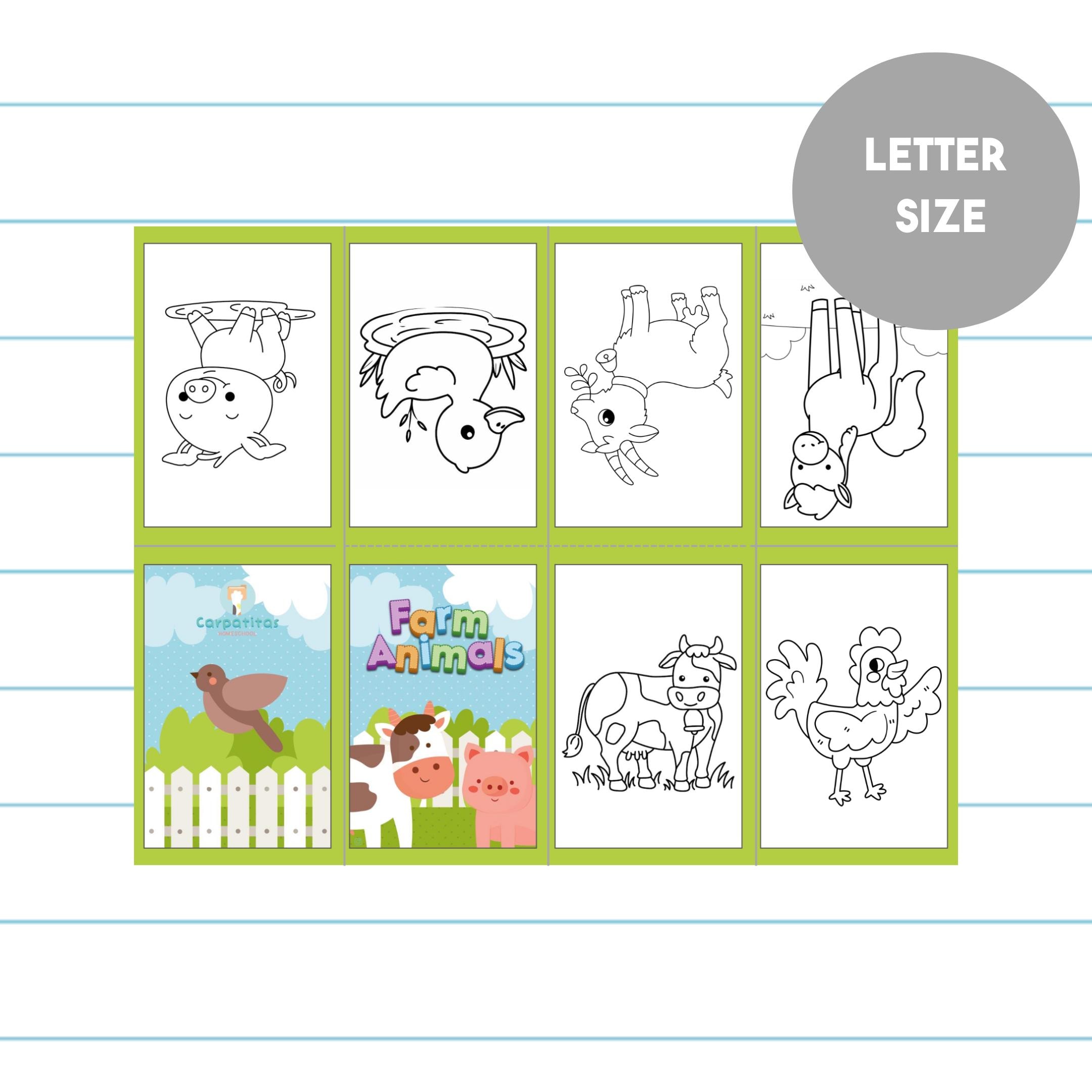 Farm Animals Mini Coloring Book for Kids | Foldable Coloring Booklet ...