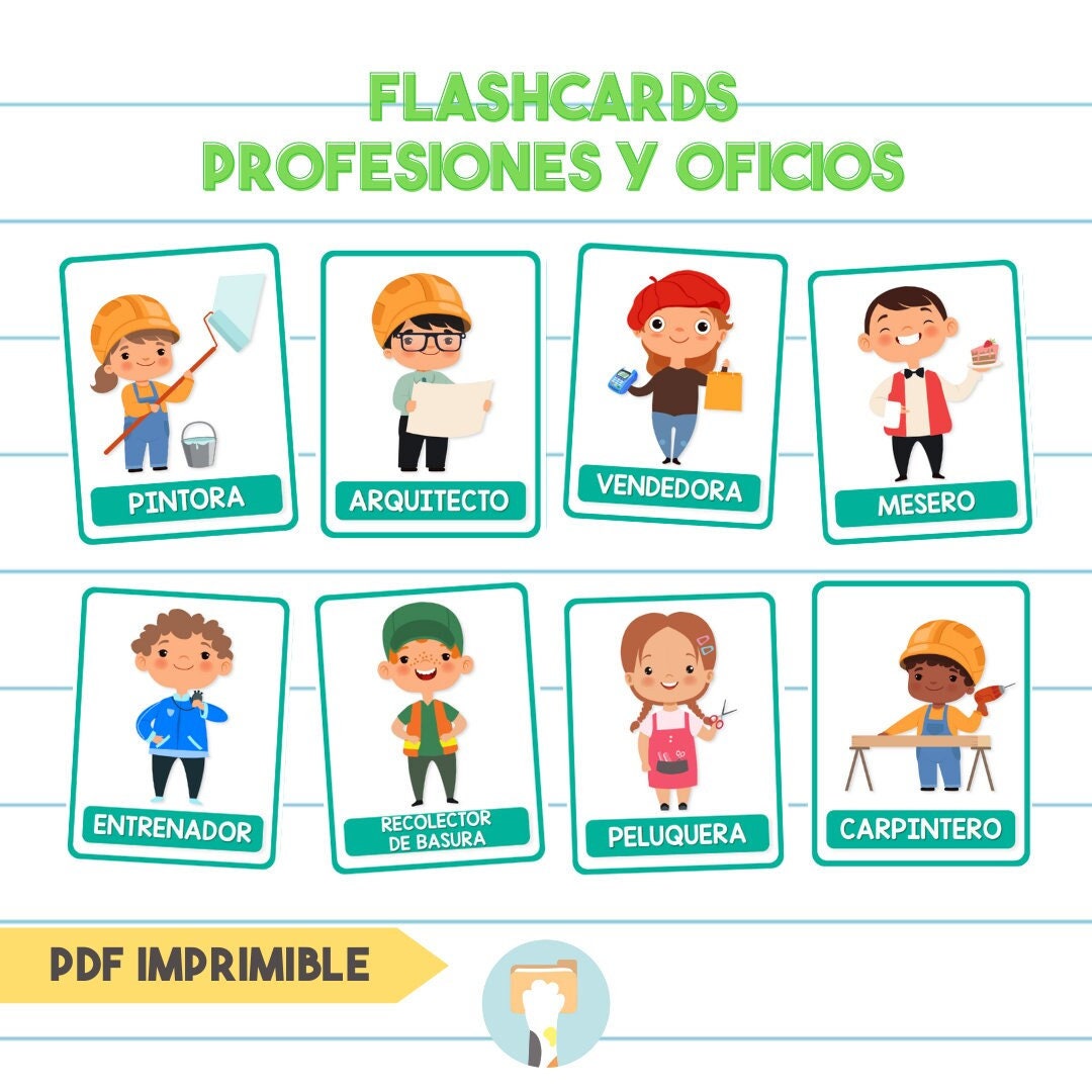 Flashcards Profesiones y Oficios para Niños Spanish Jobs and ...