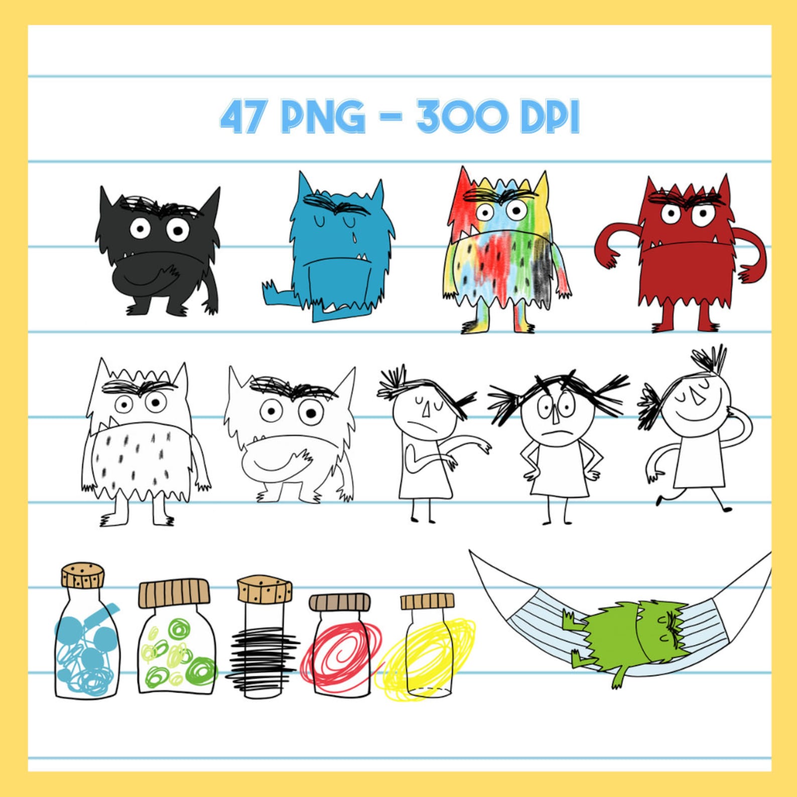 Color Monsters Clipart Feeling Monster Colored Monster Colored Monster ...