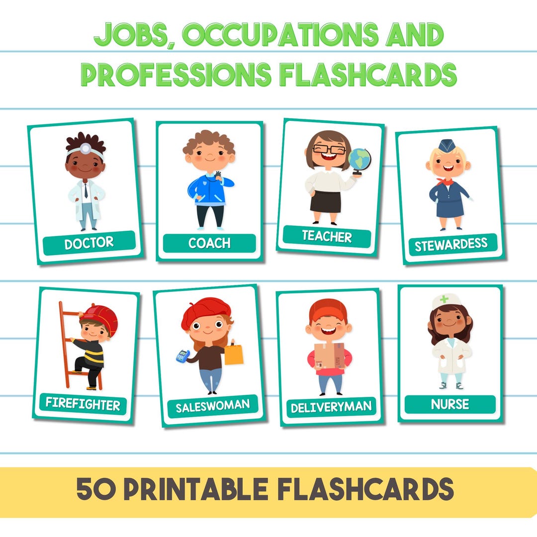 Jobs, Occupations and Professions Flashcards for Kids | Editable | PDF ...