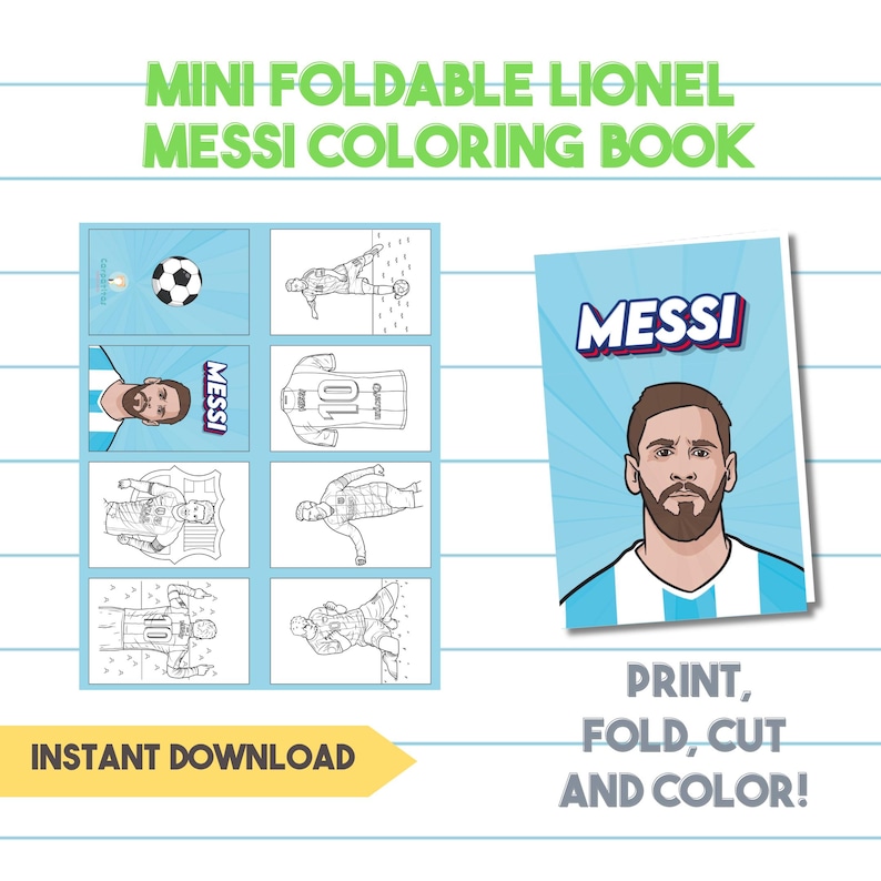 Lionel Messi Coloring Book for Kids | Foldable Coloring Booklet ...