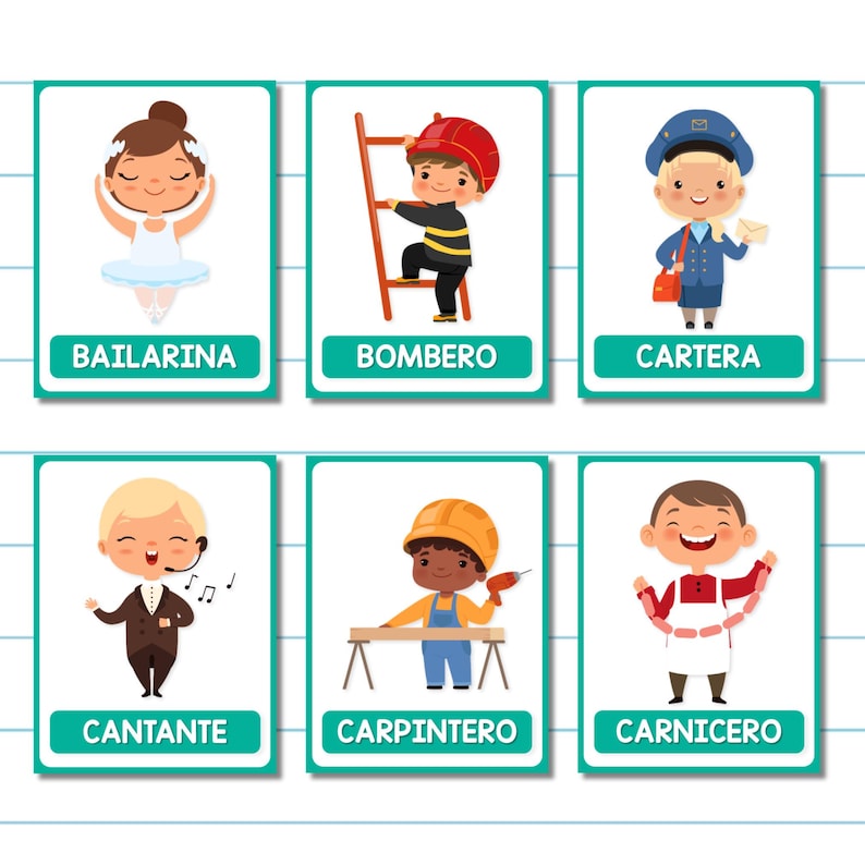Professions and Occupations Flashcards for Kids | Editable | Spanish ...