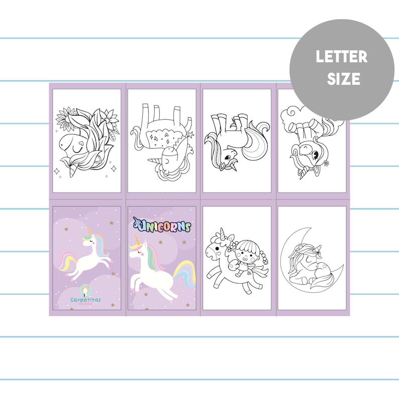 Unicorns Mini Coloring Book for Kids | Foldable Coloring Booklet ...