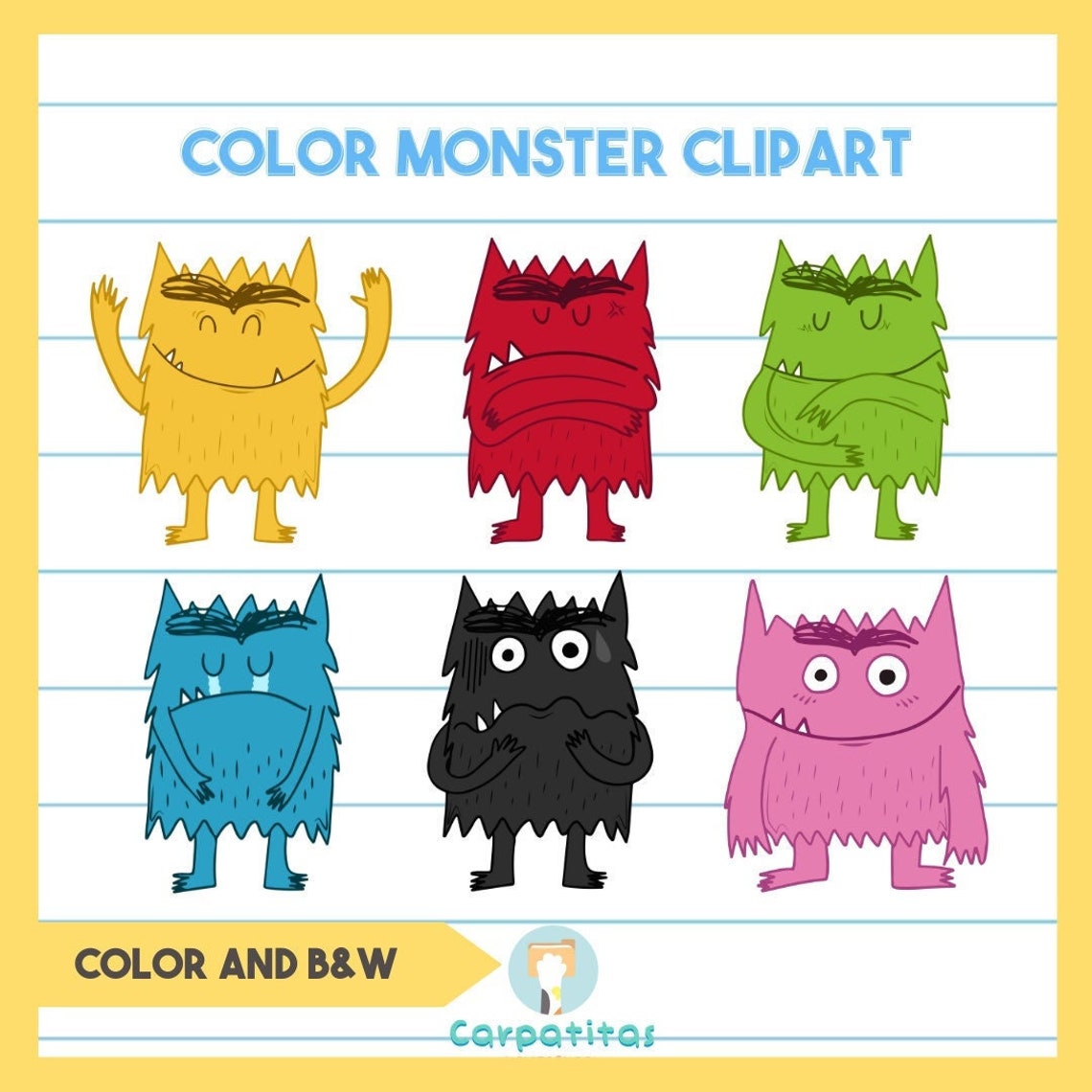 Color Monsters Clipart Feeling Monster Colored Monster Colored Monster ...