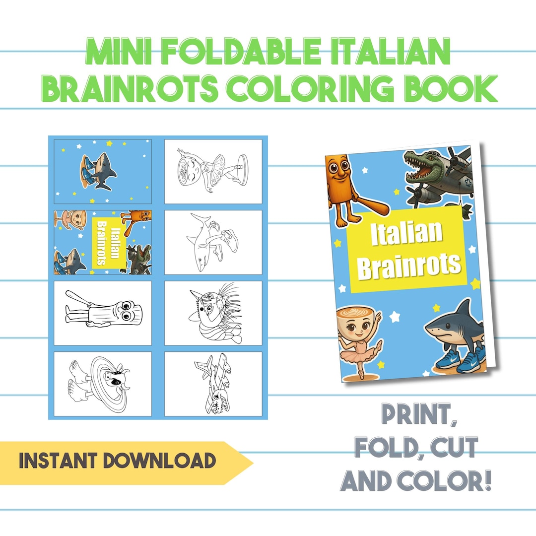 Italian Brainrots Coloring Book for Kids | Foldable Booklet | Themed ...