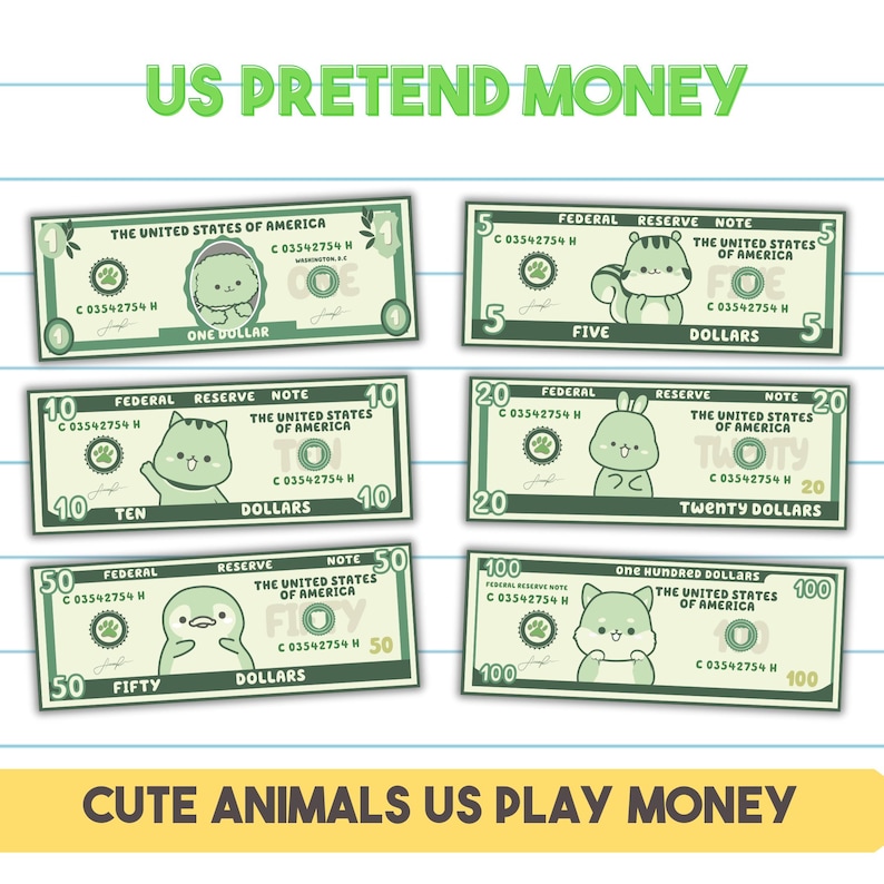 US Play Money for Kids | Play and Learn Pretend Money | US Dollars ...