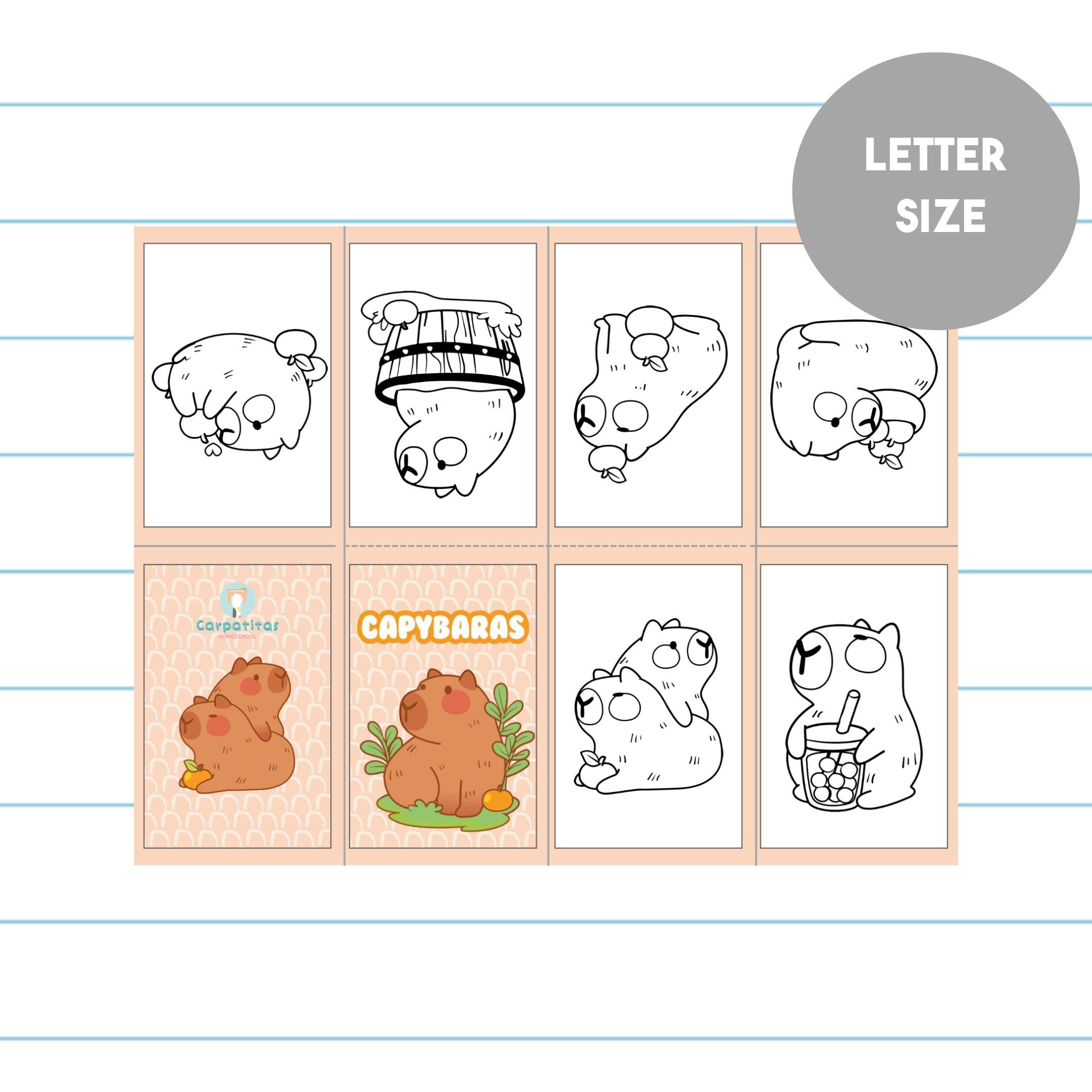 Capybaras Mini Coloring Book for Kids | Foldable Coloring Booklet ...