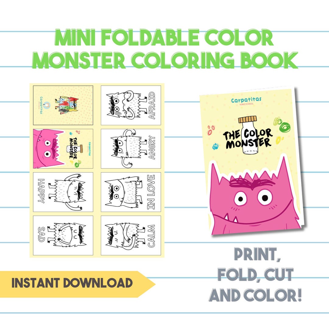 Color Monster Mini Coloring Book for Kids | Foldable Coloring Booklet ...