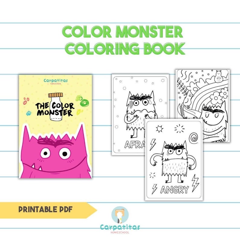 Color Monster Coloring Book for Kids | Feeling Monster Coloring Pages ...