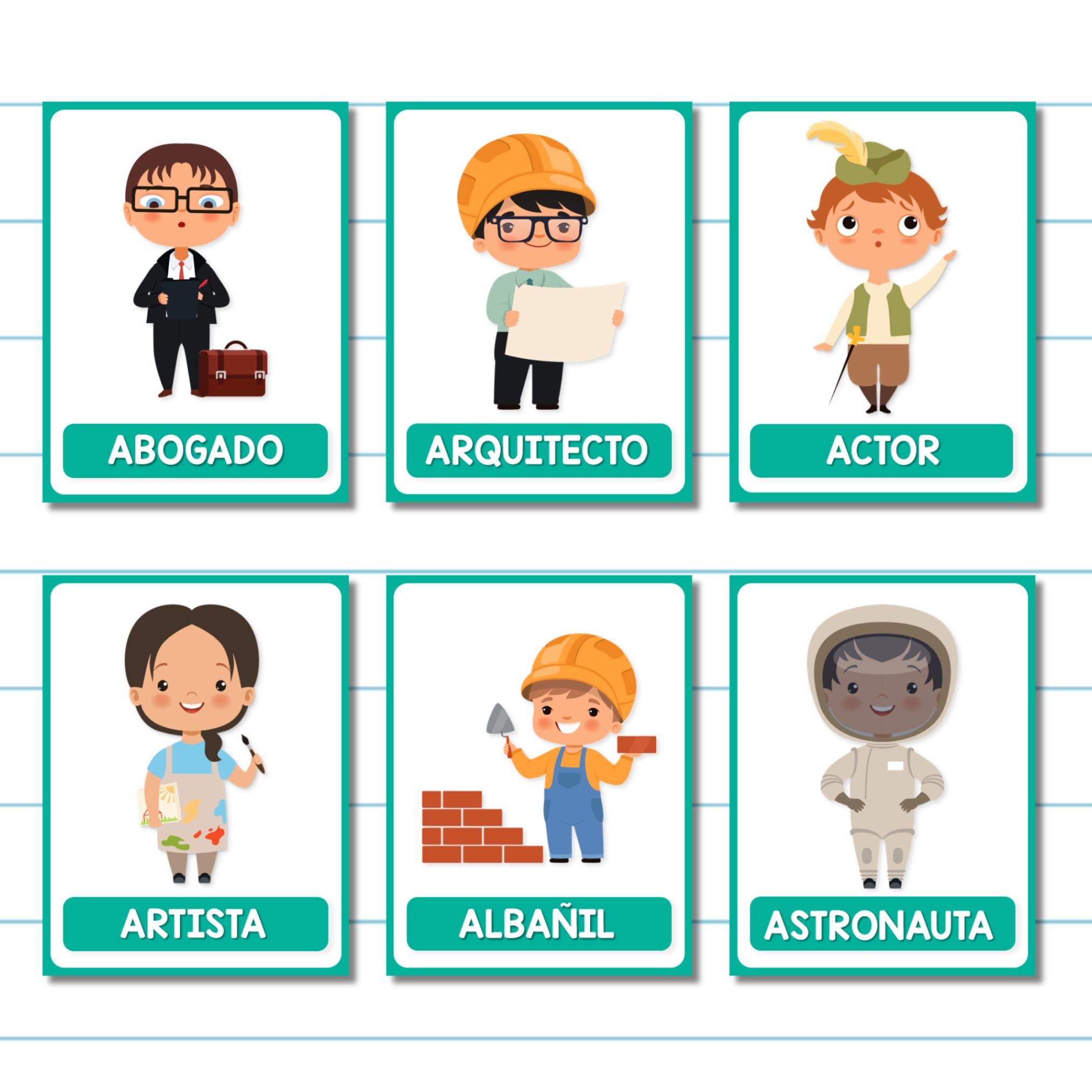 Professions and Occupations Flashcards for Kids | Editable | Spanish ...
