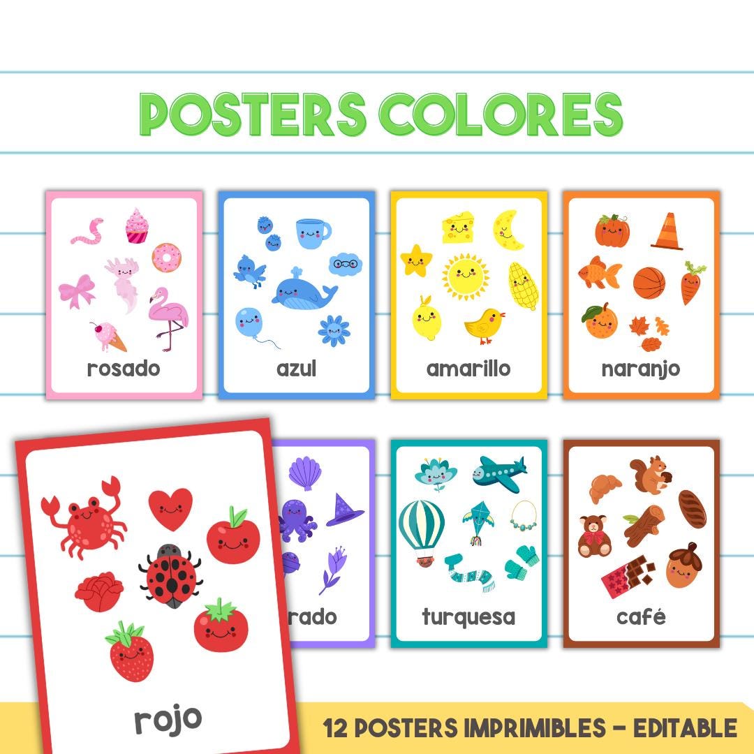 Spanish Colors Posters Editable Spanish Colors Posters PDF Digital ...