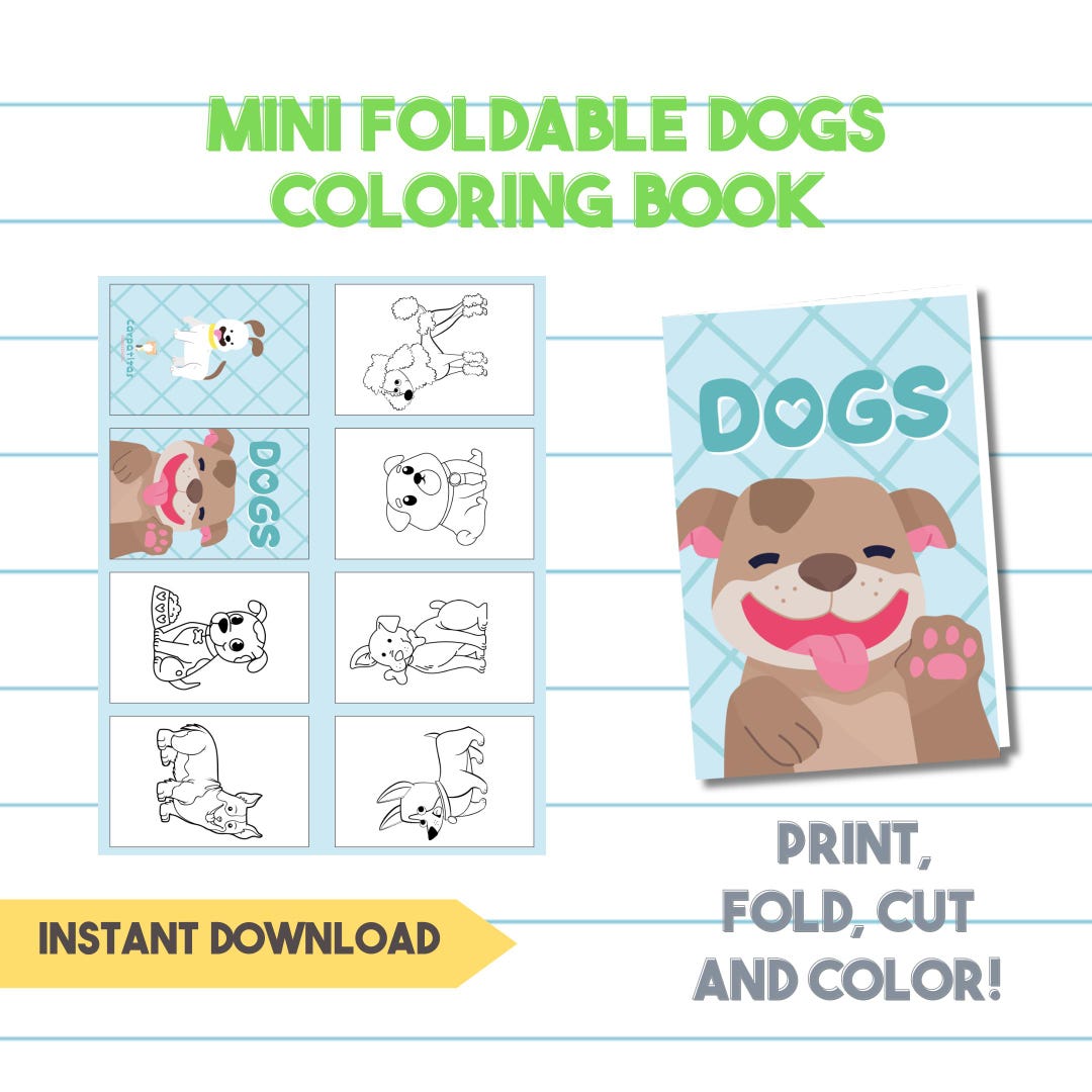 Dogs Mini Coloring Book for Kids | Foldable Coloring Booklet ...