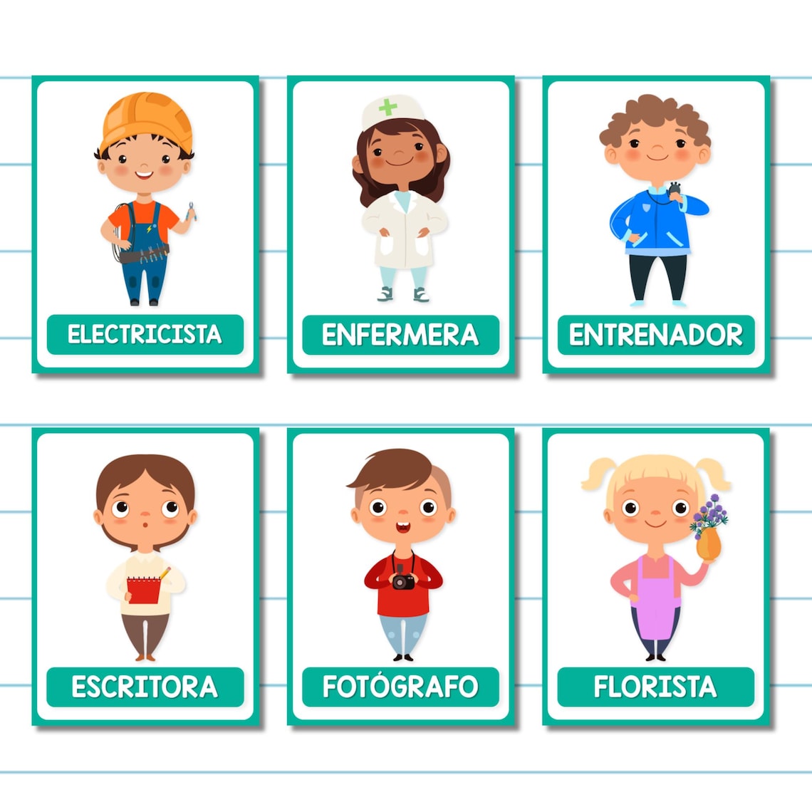 Professions and Occupations Flashcards for Kids | Editable | Spanish ...