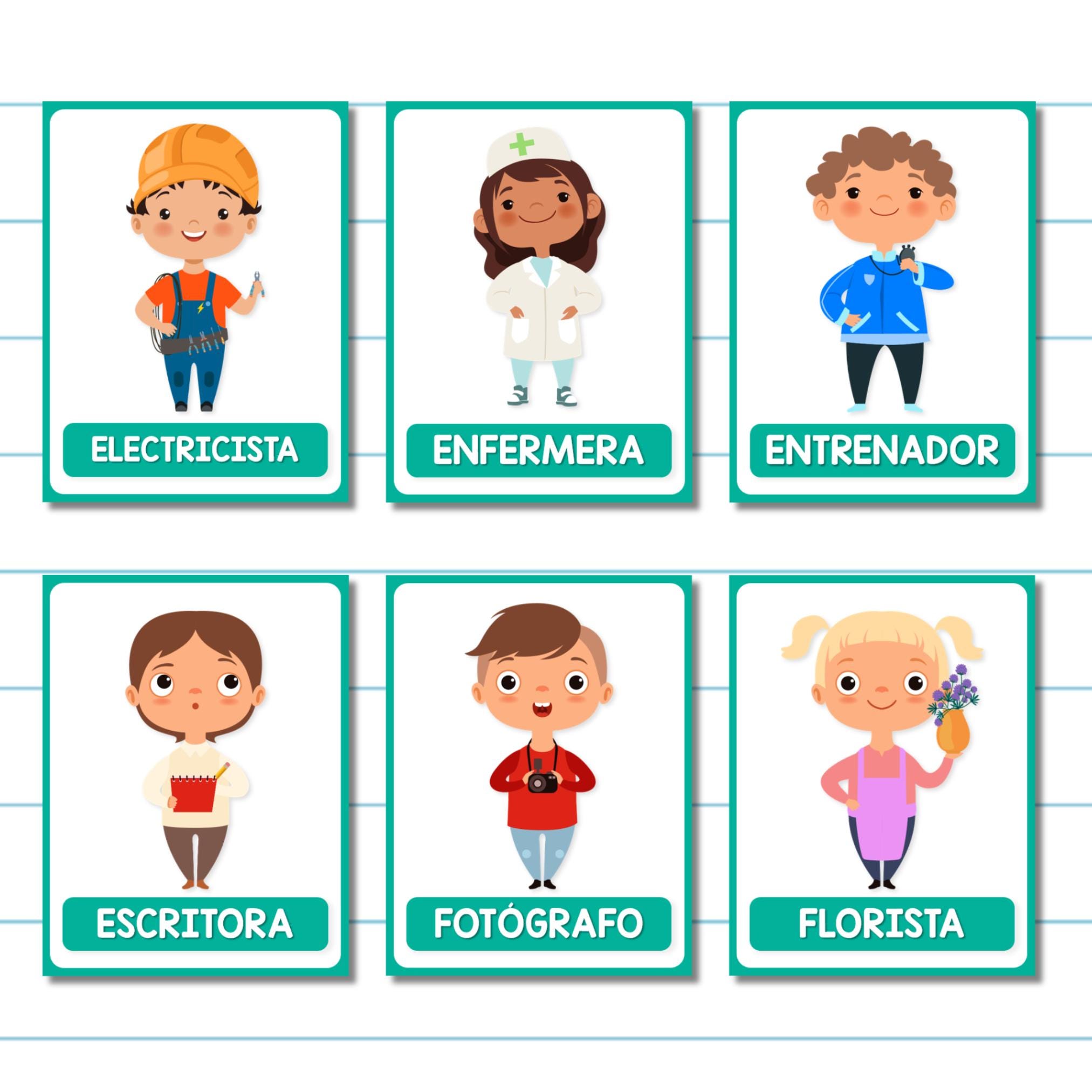 Flashcards Profesiones y Oficios para Niños | Editable | Spanish Jobs ...