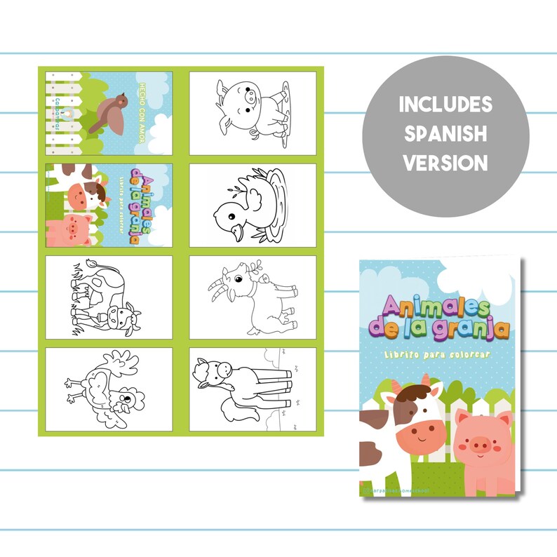 Farm Animals Mini Coloring Book for Kids | Foldable Coloring Booklet ...