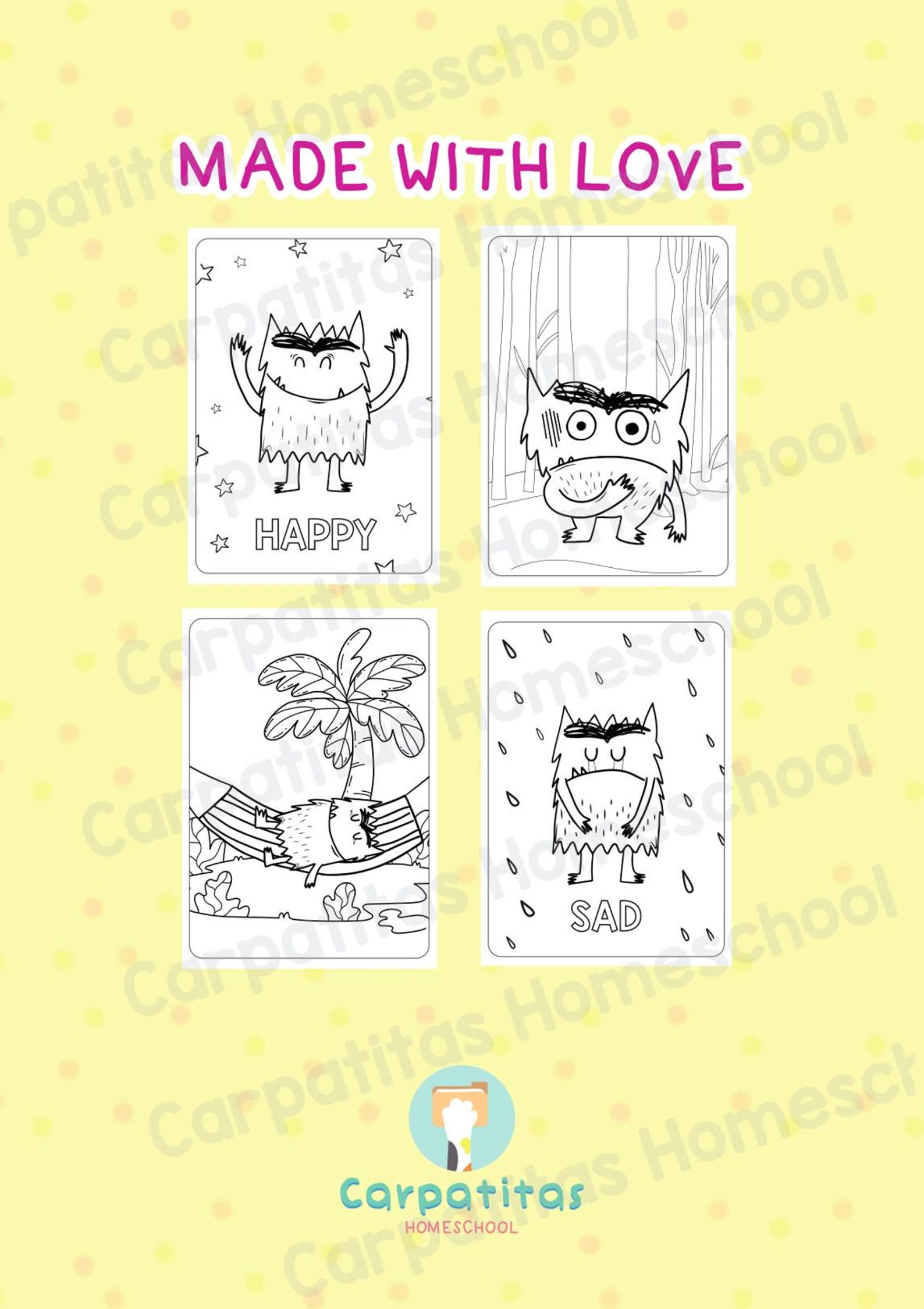 Color Monster Coloring Book for Kids | Feeling Monster Coloring Pages ...