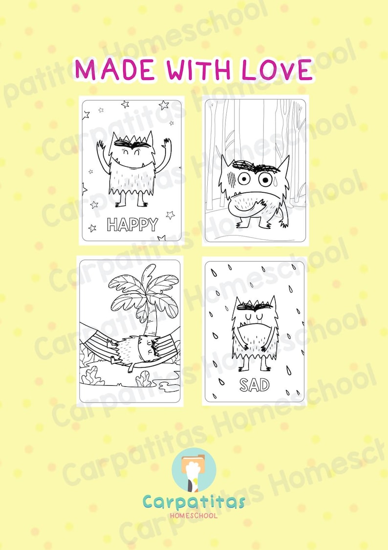 Color Monster Coloring Book for Kids | Feeling Monster Coloring Pages ...