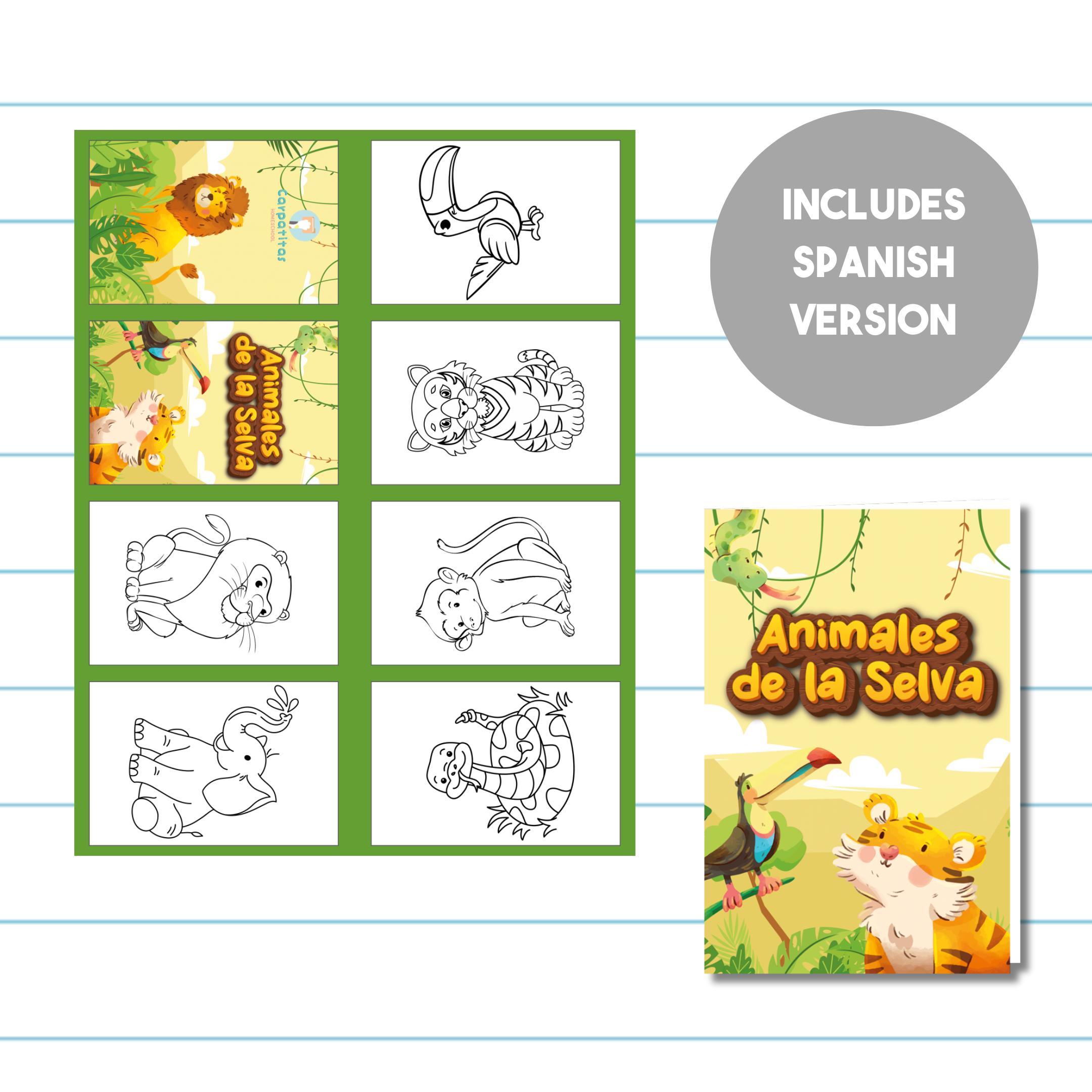 Jungle Animals Mini Coloring Book for Kids | Foldable Coloring Booklet ...