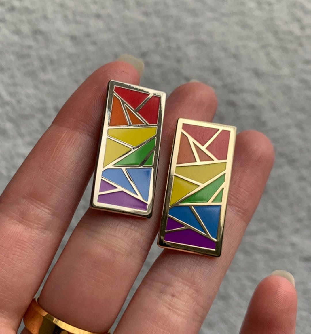 Rainbow Bar Hard Enamel Pride Pin Gold or Silver | Birthday Anniversary ...