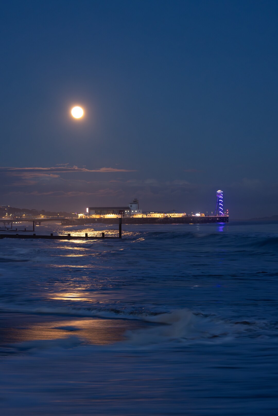 Full Moon and Reflection Over Bournemouth Pier. February 2024 - Etsy
