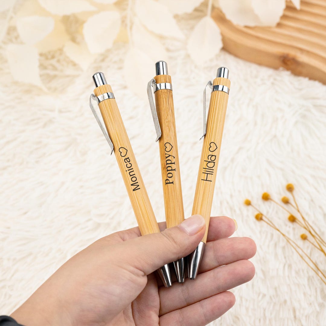 Personalised Bamboo Pen, Engraved Bamboo Ballpoint Pen, Custom Bamboo ...