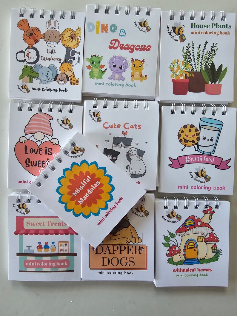 Mini Coloring Book Set: Choose Any 3, Kids & Adults, Spiral Bound - Etsy