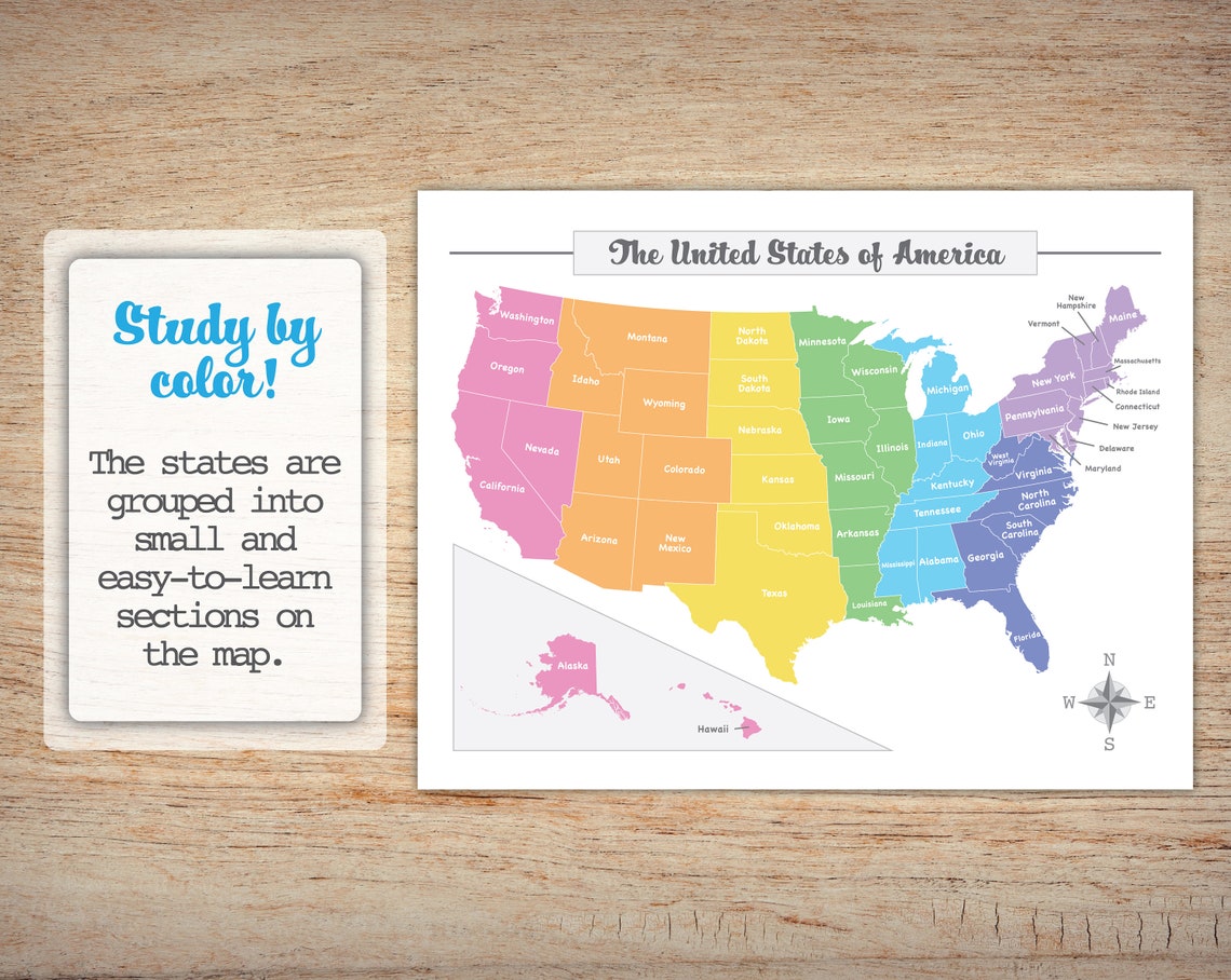 Printable US Geography Worksheets and Maps for Homeschool - Etsy