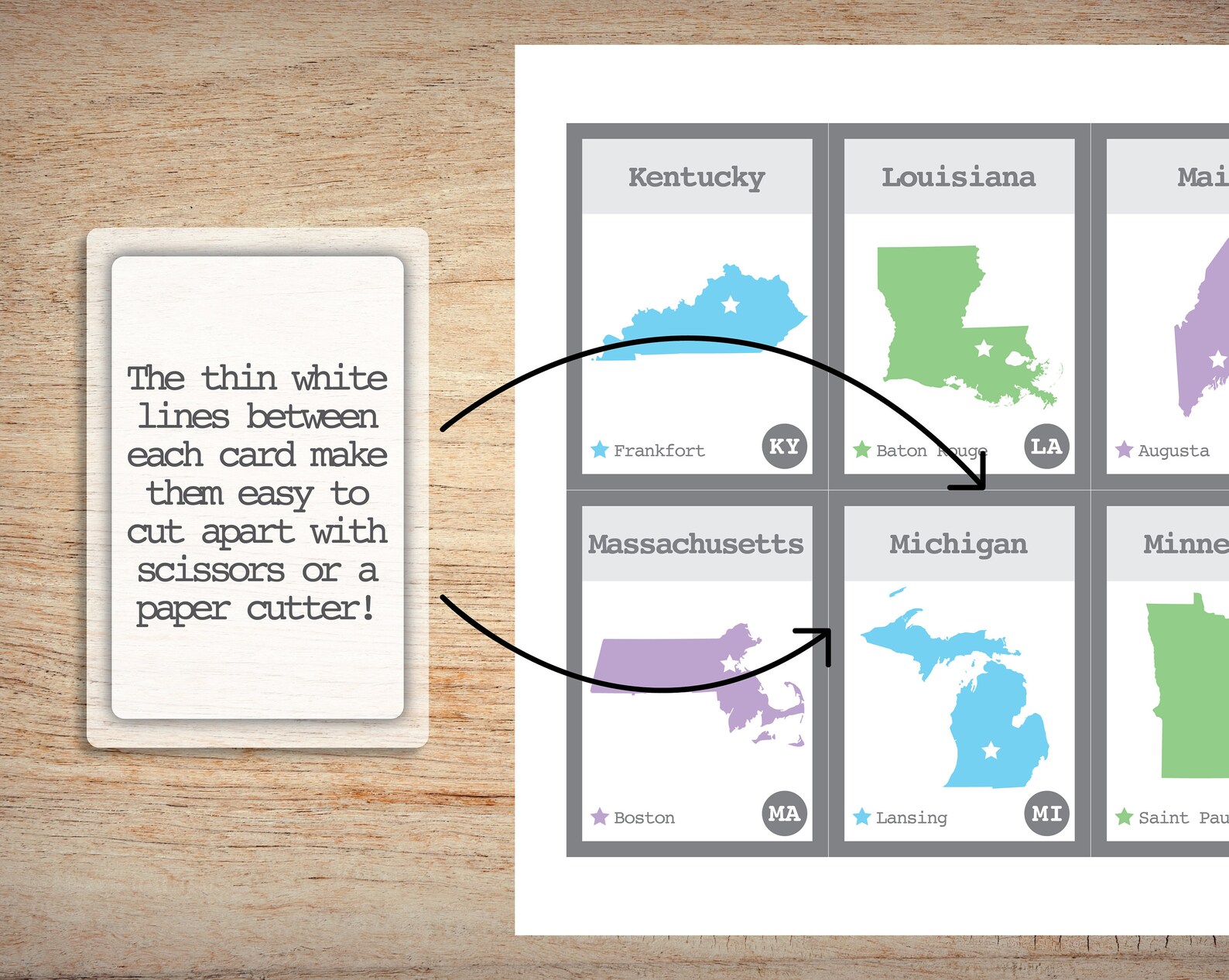 Printable US Map and 50 State Flashcards for Geography Homeschool ...