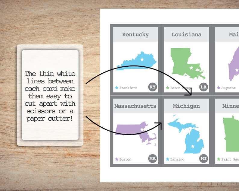 Printable US Map and 50 State Flashcards for Geography Homeschool ...