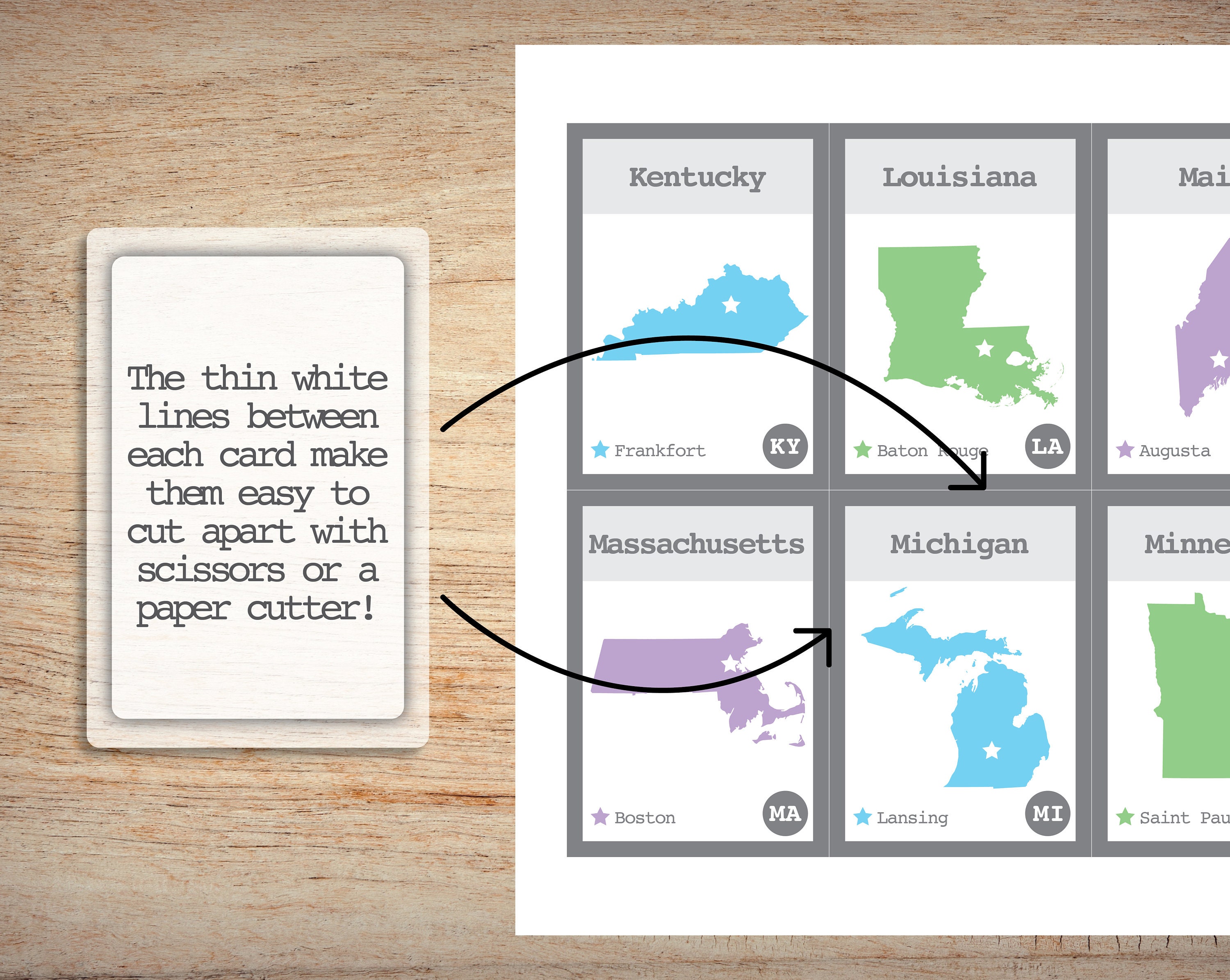 Printable US Map and 50 State Flashcards for Geography Homeschool ...