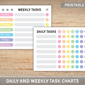 Printable Daily and Weekly Task Charts for Kids - Landscape - Instant ...