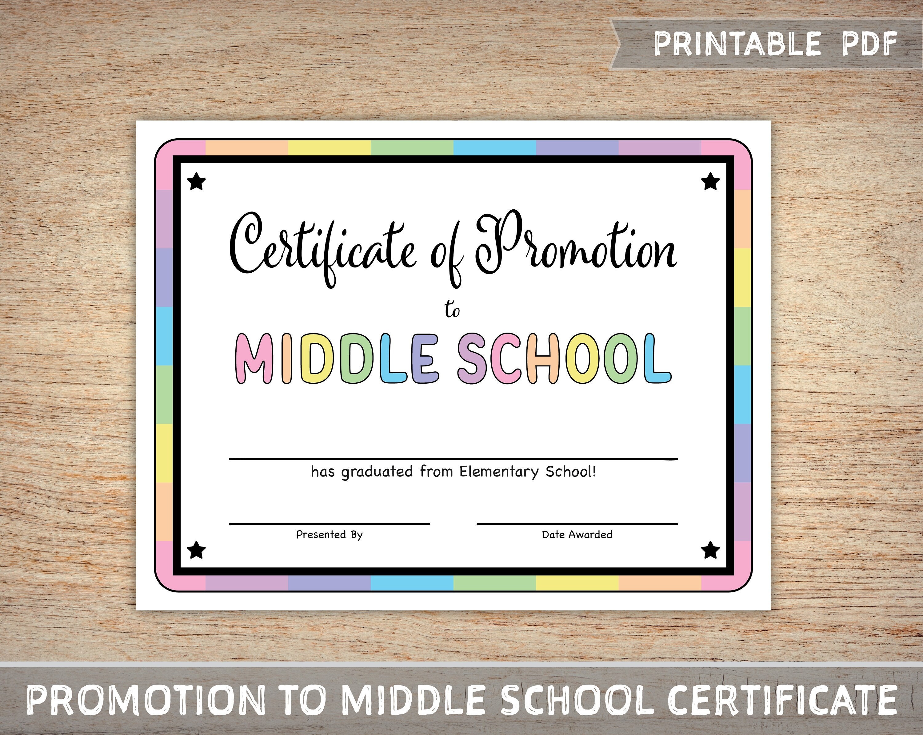 Certificate Of Promotion Wording