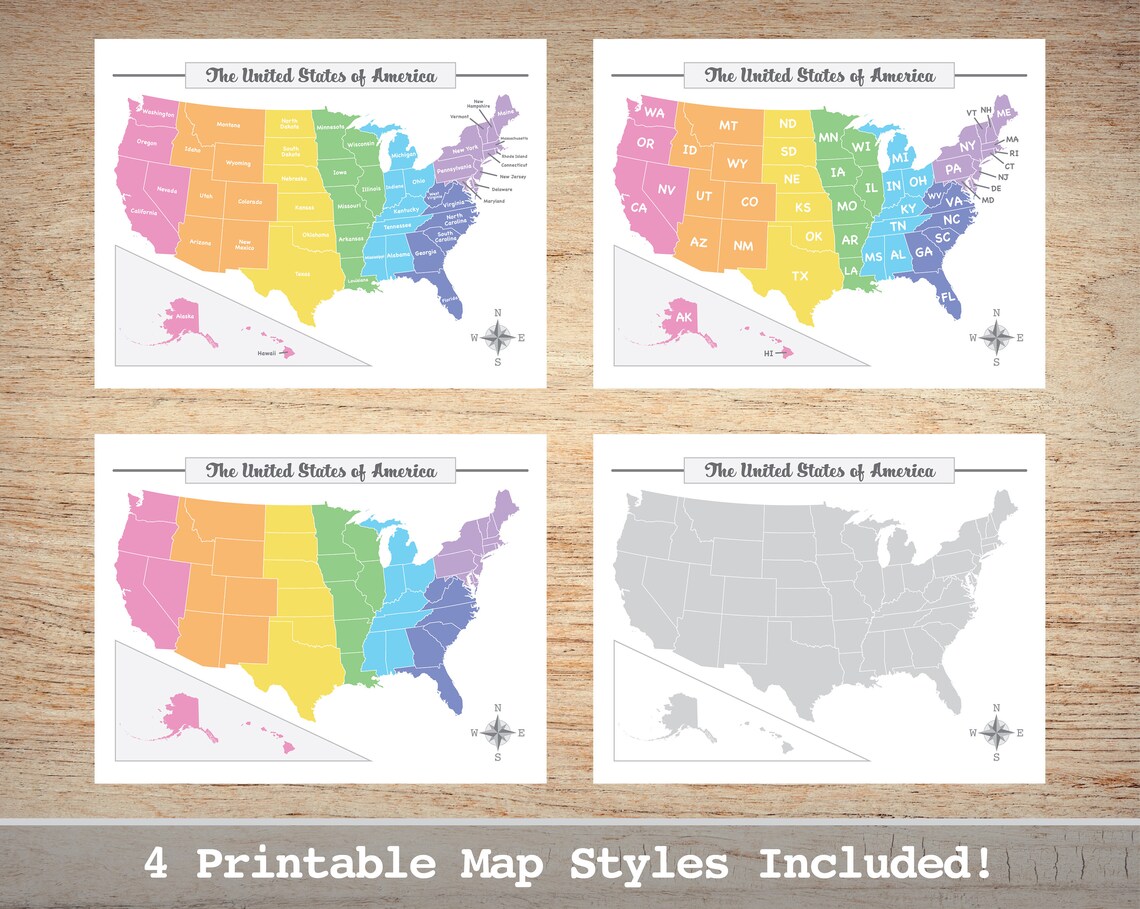 Printable US Geography Worksheets and Maps for Homeschool - Etsy