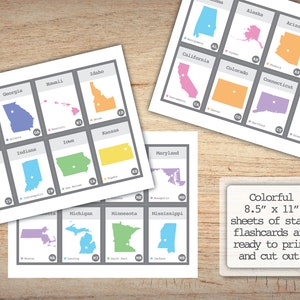 Printable US Map and 50 State Flashcards for Geography Homeschool ...
