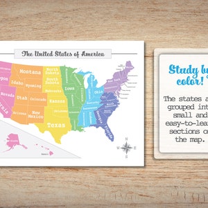 Printable US Map and 50 State Flashcards for Geography Homeschool ...