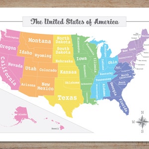 Printable US Map and 50 State Flashcards for Geography Homeschool ...