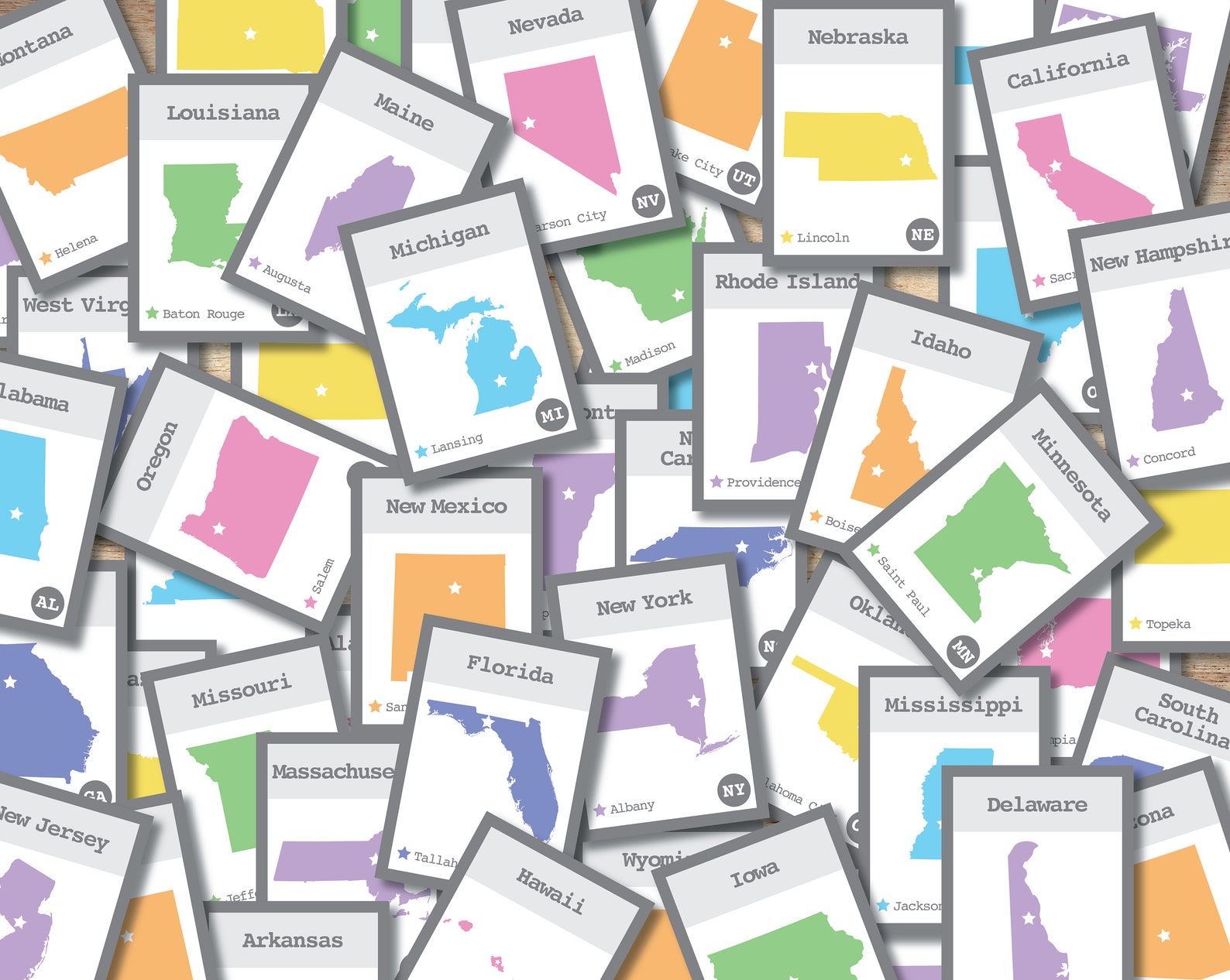 Printable US Map and 50 State Flashcards for Geography Homeschool ...
