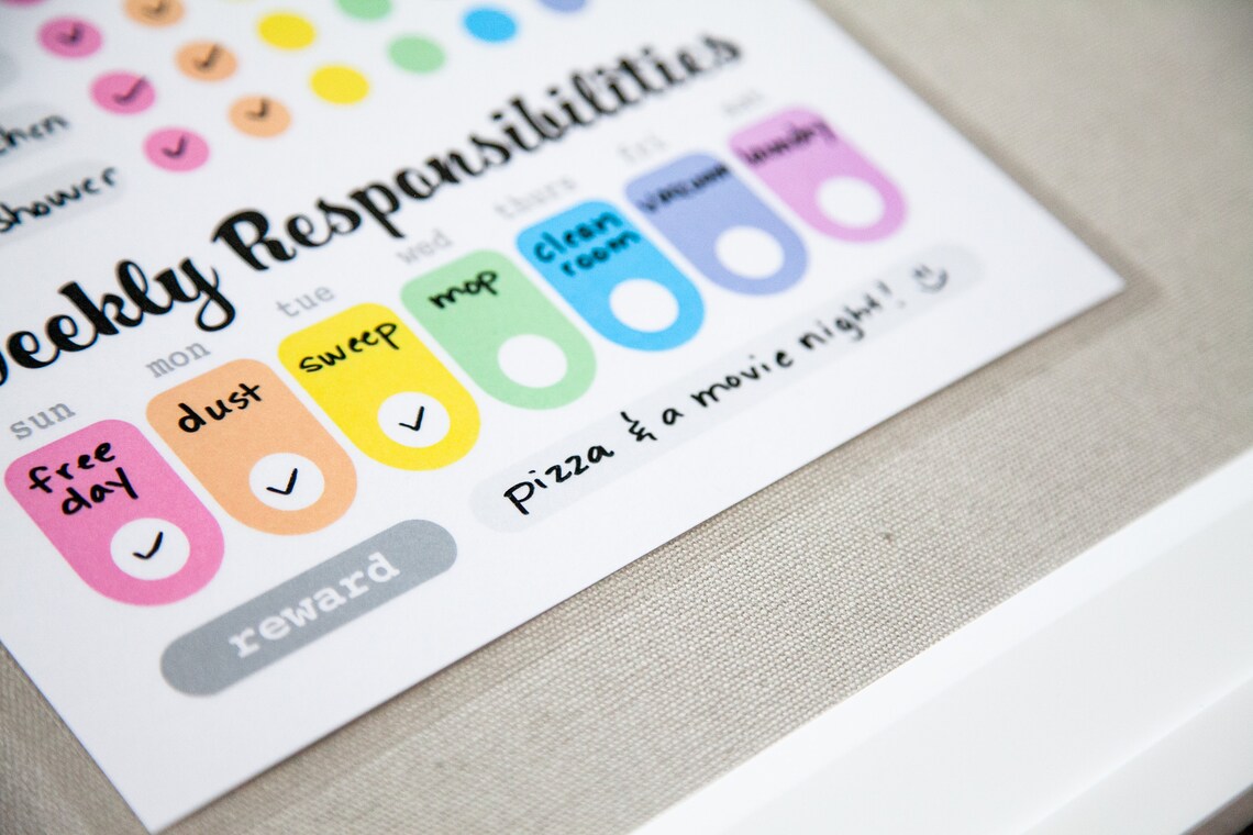 Printable Daily Checklist and Weekly Responsibilities for Kids - Etsy