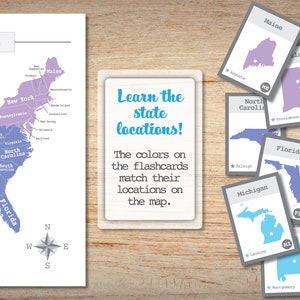 Printable US Map and 50 State Flashcards for Geography Homeschool ...