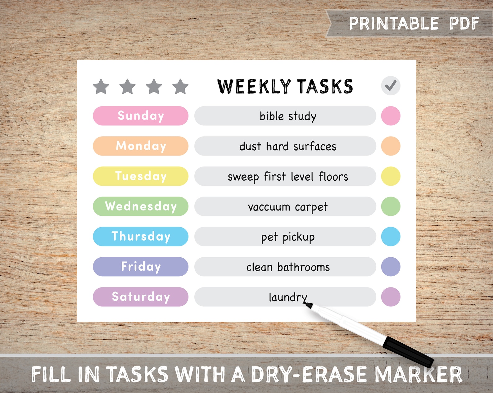 Printable Daily and Weekly Task Charts for Kids - Landscape - Instant ...