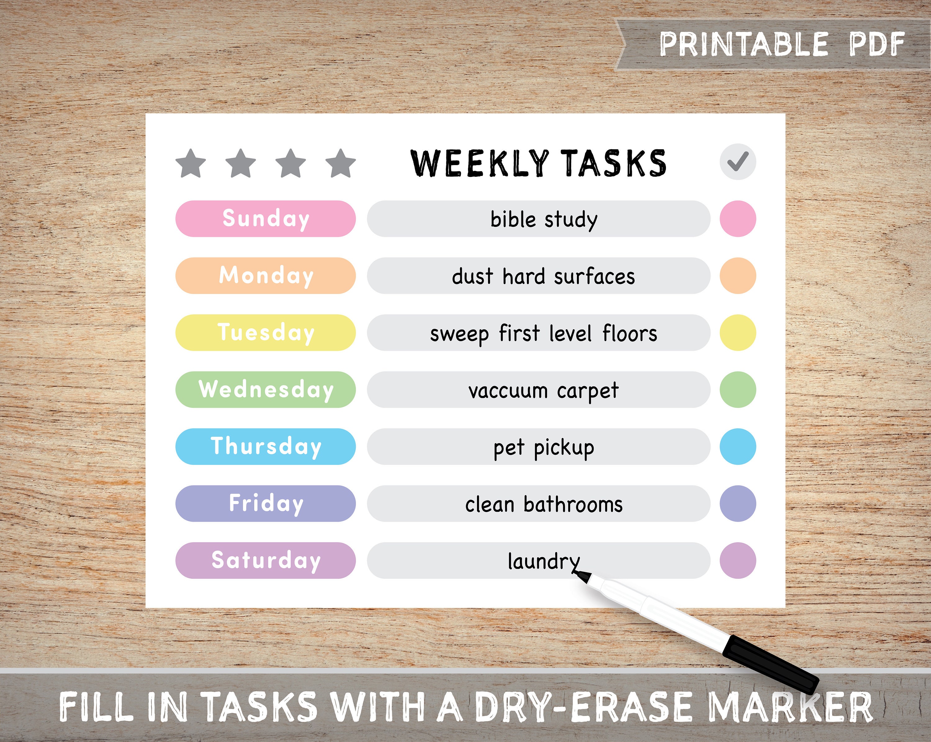 Printable Daily and Weekly Task Charts for Kids - Landscape - Instant ...