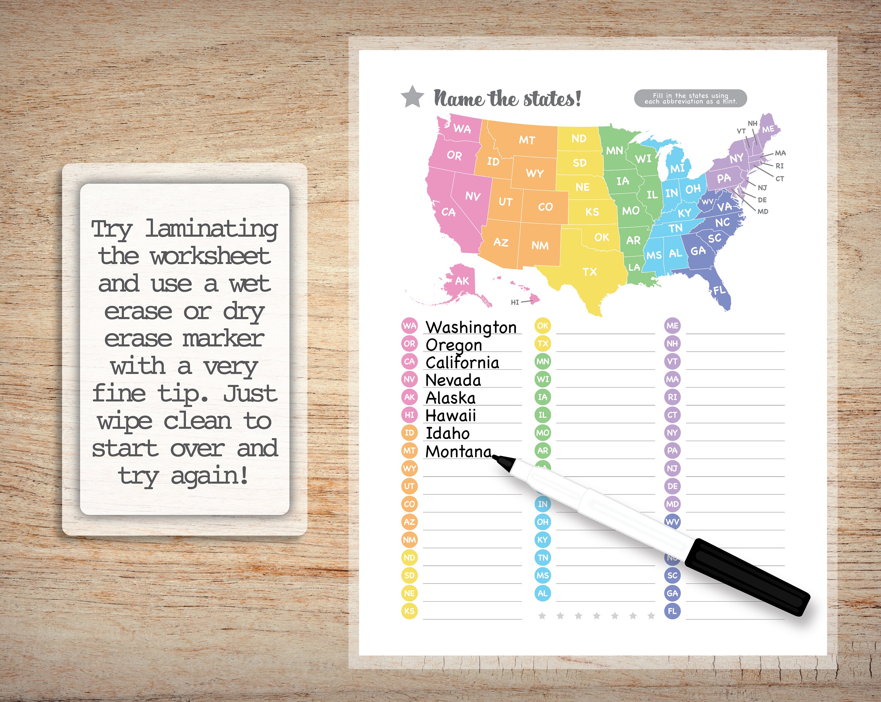 Printable US Geography Worksheets and Maps for Homeschool - Etsy