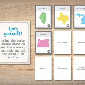 Printable US Map and 50 State Flashcards for Geography Homeschool ...