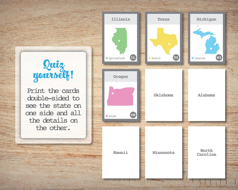 Printable US Map and 50 State Flashcards for Geography Homeschool ...